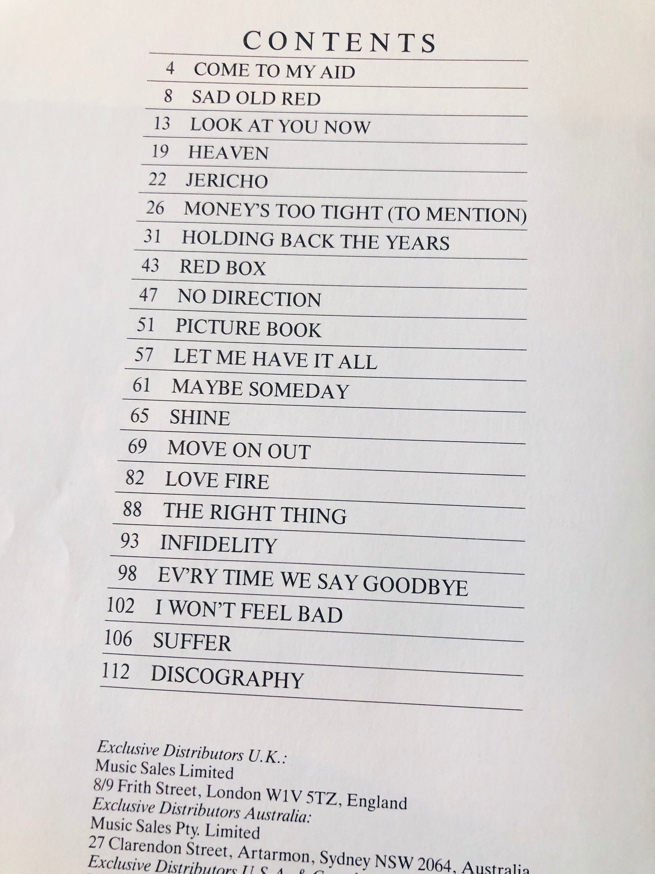 SIMPLY RED the Words Music & Picture Songbook 1987 Including Cassette ...