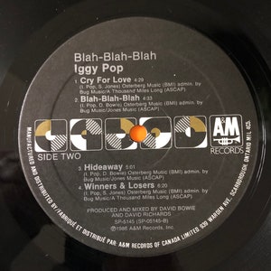 1986 IGGY POP Blah Blah Blah Vinyl Excellent - Etsy