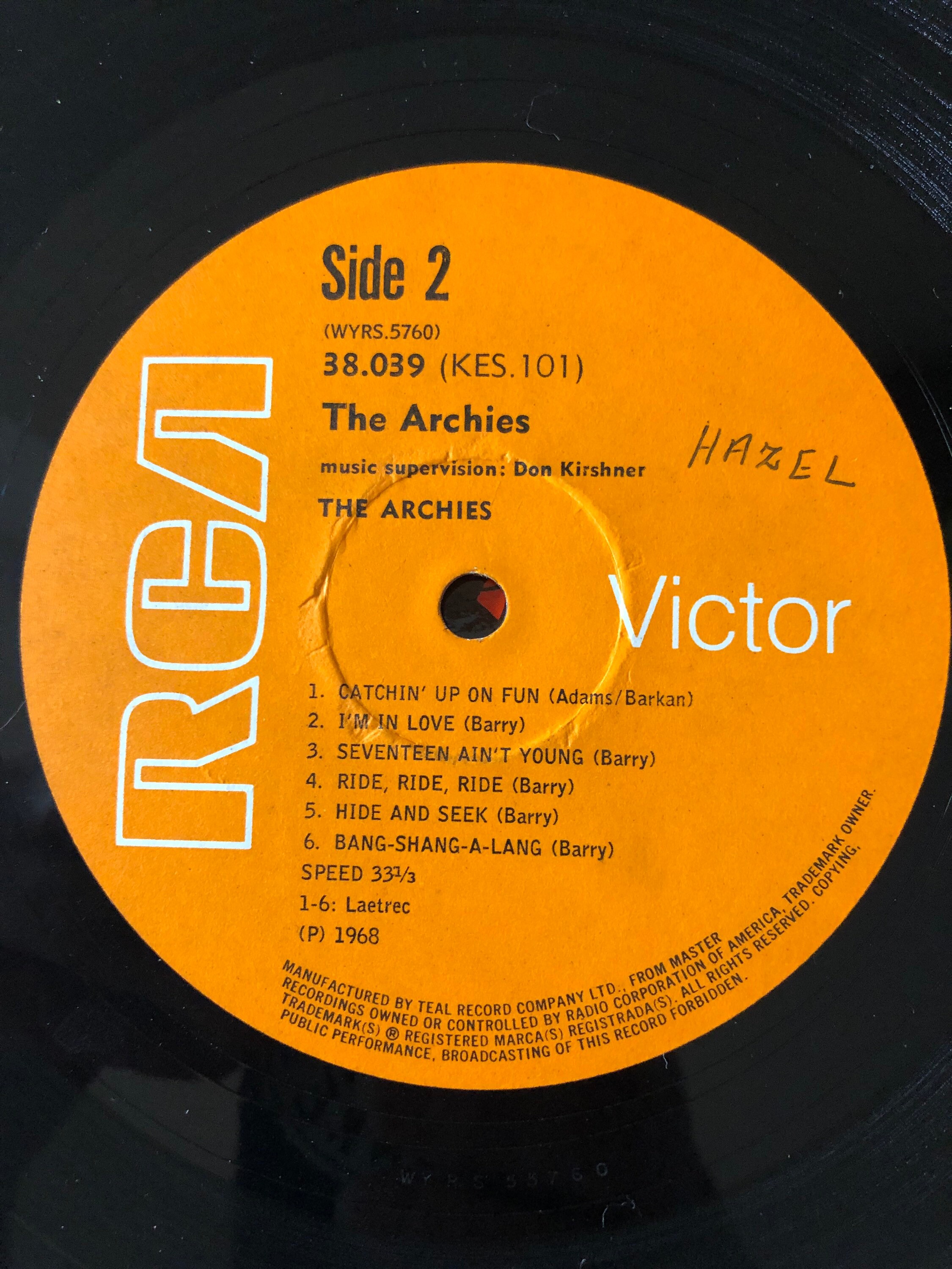 1968 THE ARCHIES Lp Featuring La Dee Down Down Vintage Vinyl in ...