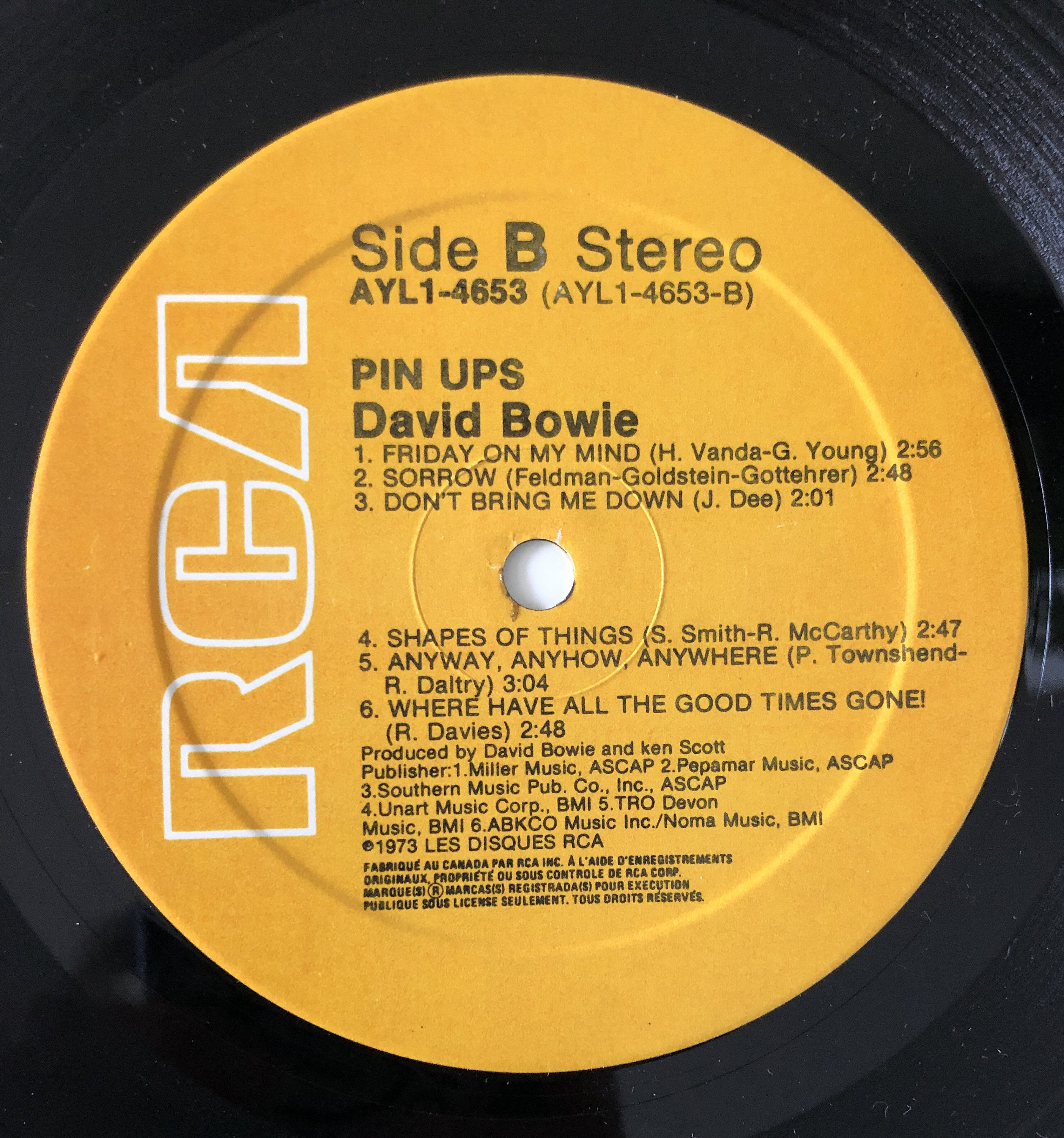 DAVID BOWIE Pinups Bowie Pinups 1973 Vinyl Excellent! - Etsy UK