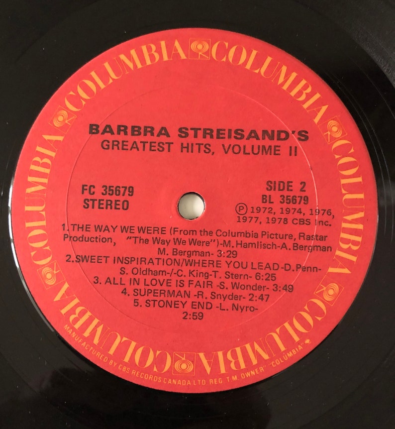 1978 Barbra Streisand’s Greatest Hits Volume 2 Vinyl Excellent! - Etsy