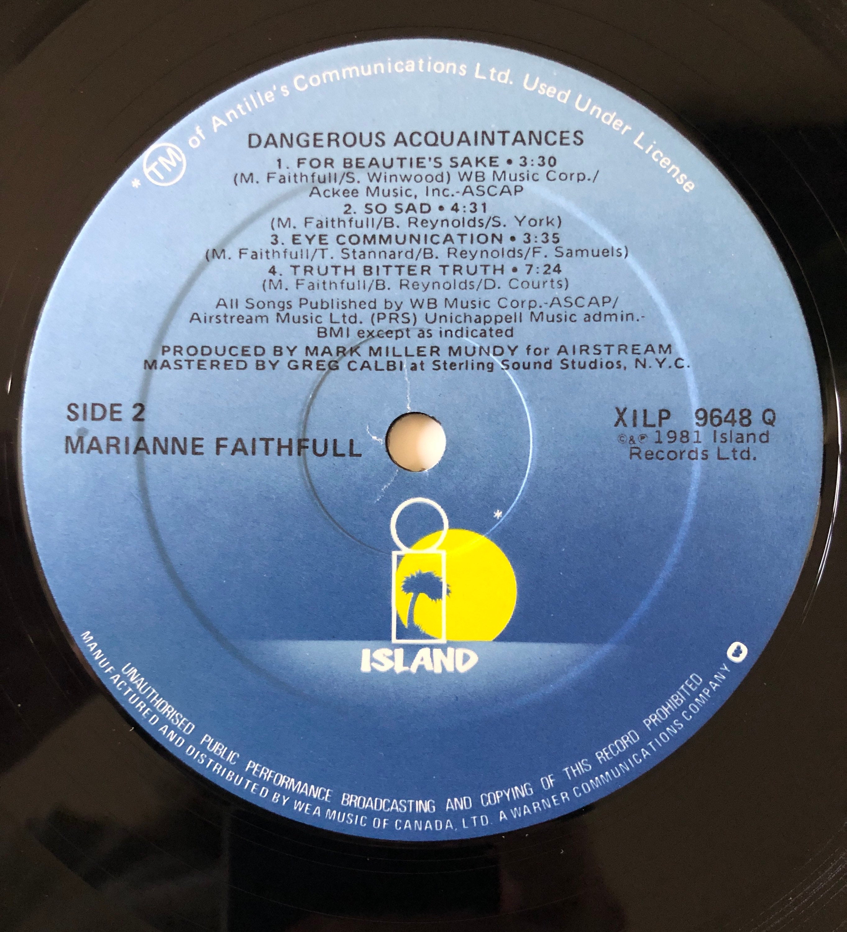 MARIANNE FAITHFULL Dangerous Acquaintances 1981 Lp Excellent! - Etsy