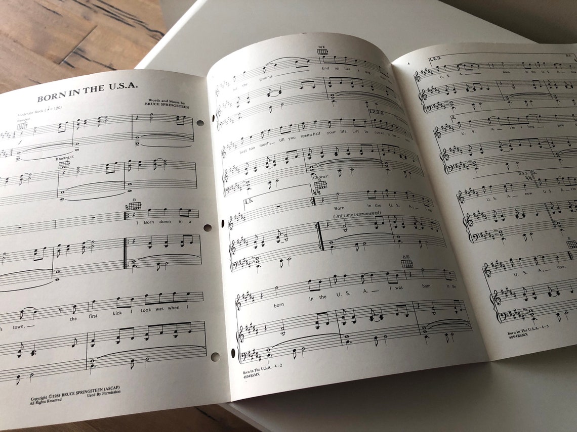 Bruce Springsteen 80’s Sheet Music Born in the U.S.A Rock Music Song ...