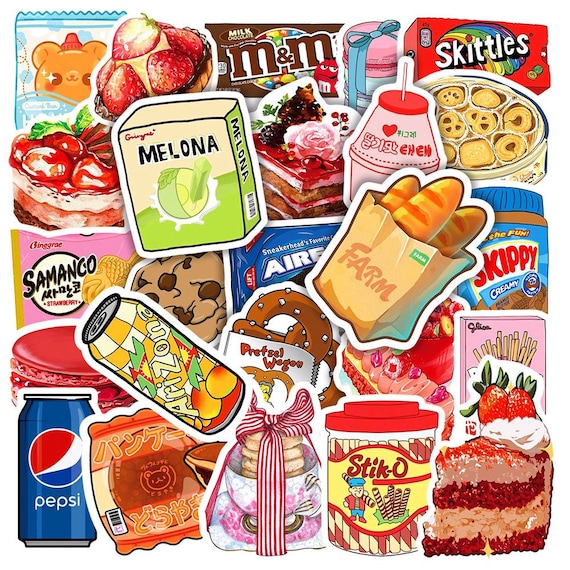 WATERPROOF Food Snack Sticker/ Donuts/ Cookies/skittles/picky - Etsy