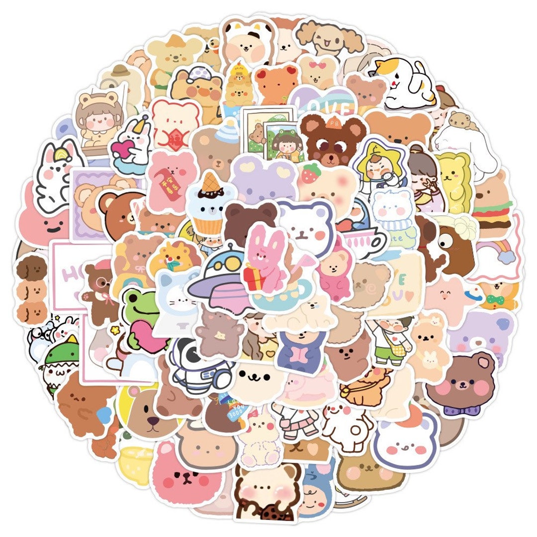 Cute Bunny/ Bear/ Cat Sticker Pack Journaling Sticker Cream - Etsy
