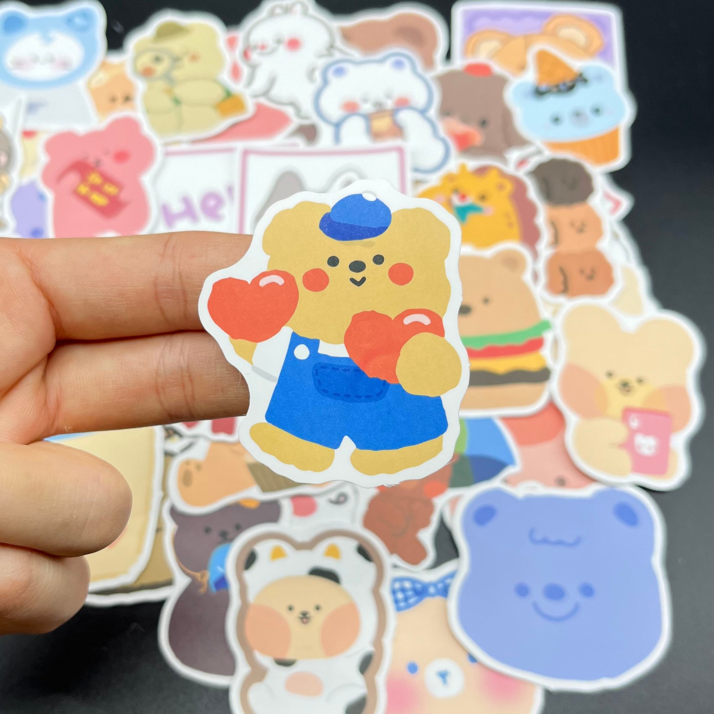 Cute Bunny/ Bear/ Cat Sticker Pack, Journaling Sticker, Cream Bear ...