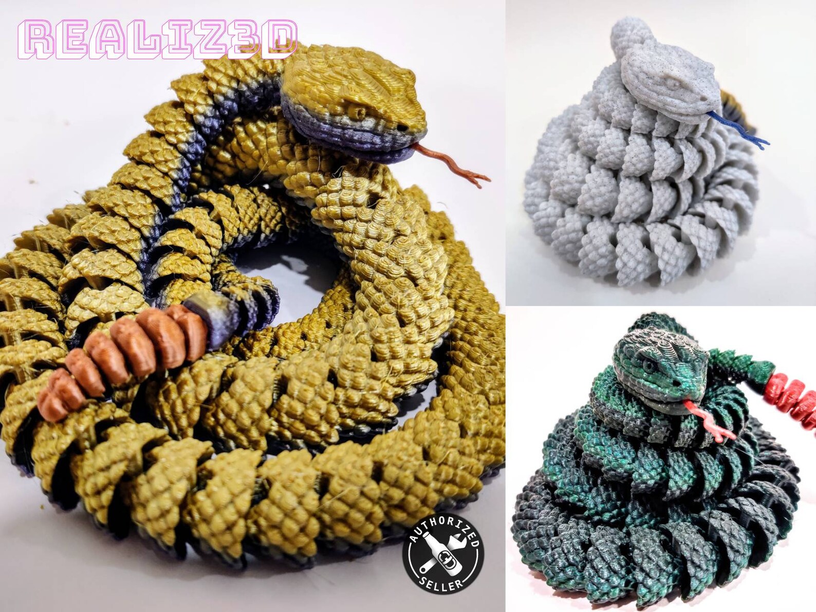 Articulated Snake Rattlesnake Flexible 3D Printed Fidget Toy - Etsy
