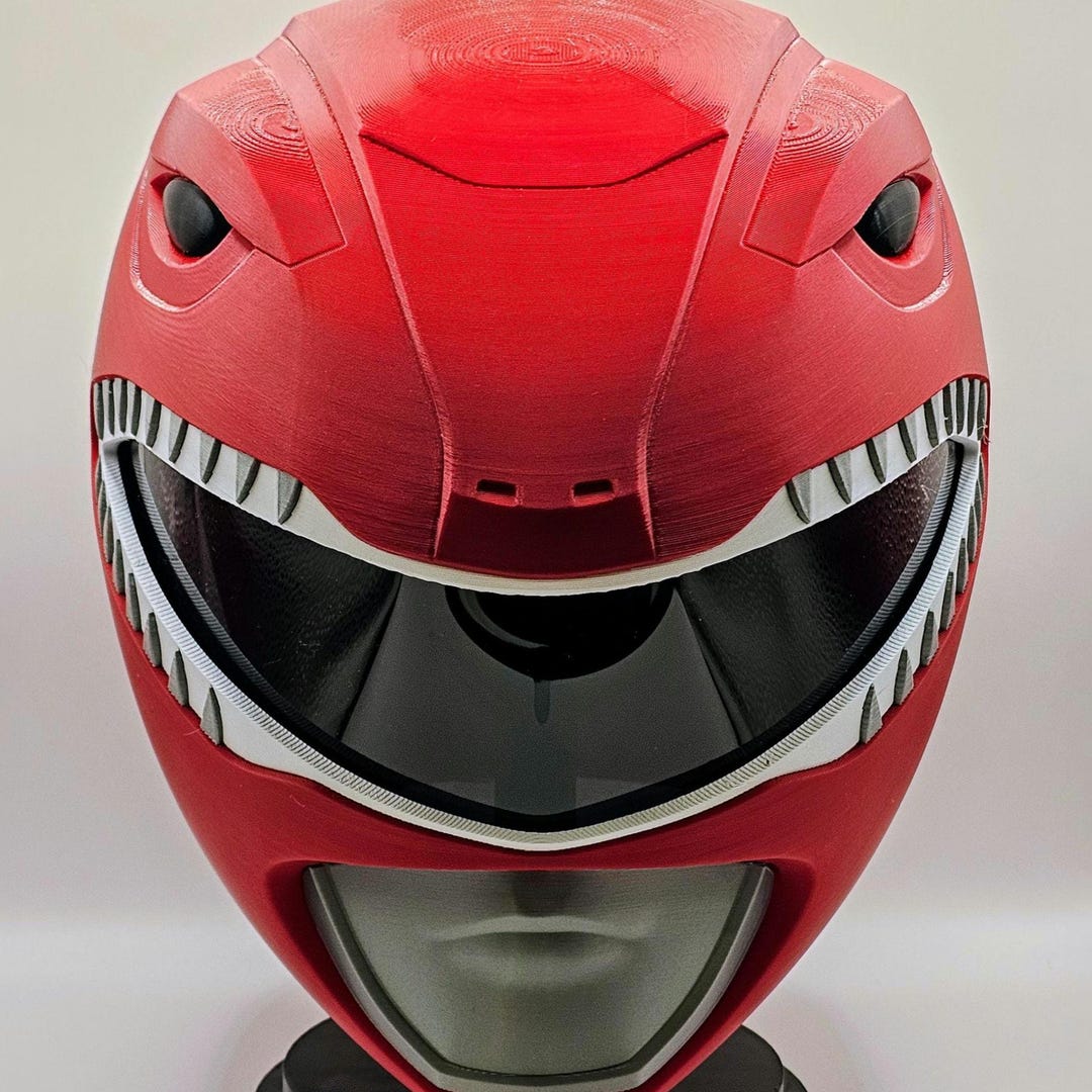 Red Ranger Helmet Mighty Morphin Power Rangers MMPR Tyrannosaurus ...