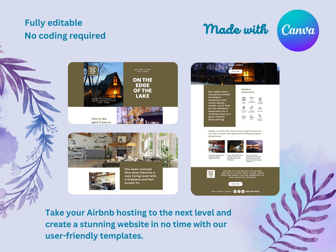 Rental Airbnb Real-estate a Canva One-page Website Template (landing ...
