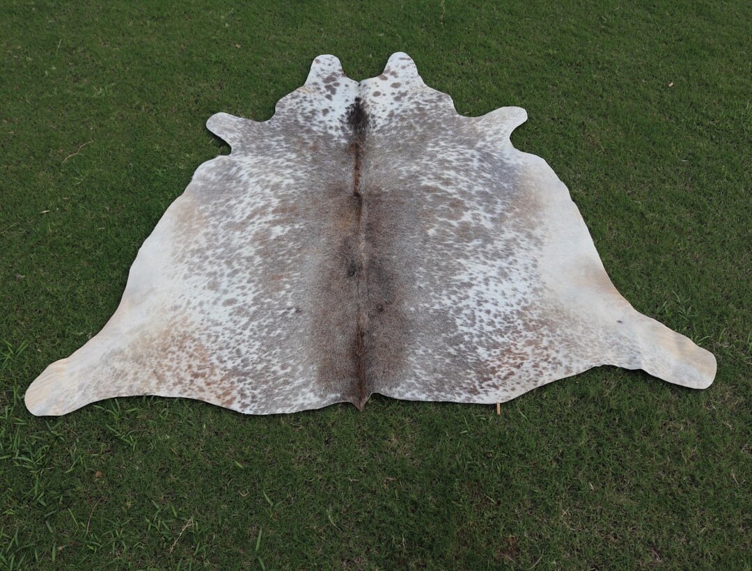 Custom Cowhide Rug Grey and White - Speckled Gray Real Cow Skin Rug ...