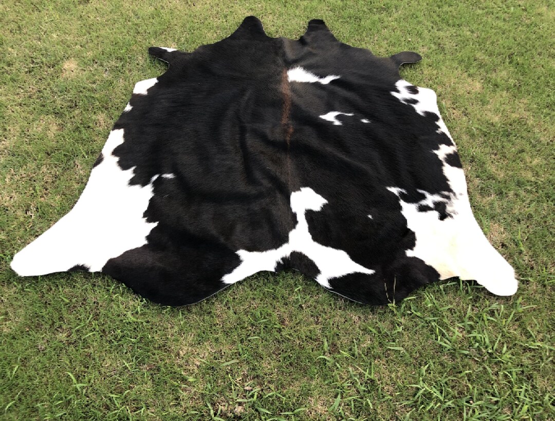 Black Panda Brazilian Cowhide Rug Black-white Speckled - Etsy