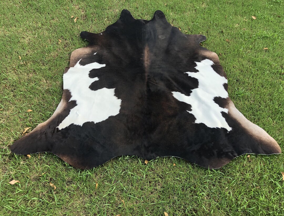 Natural Tricolor Cowhide, Real Cow Skin Area Rug Black & Brown, Leather ...