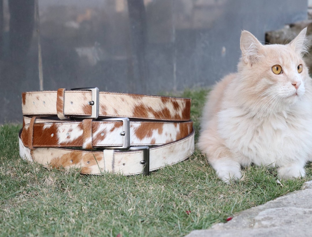 Cow Hide Leather Belts - Unisex Cow Skin Belts - Cow Hair Leather Belts ...