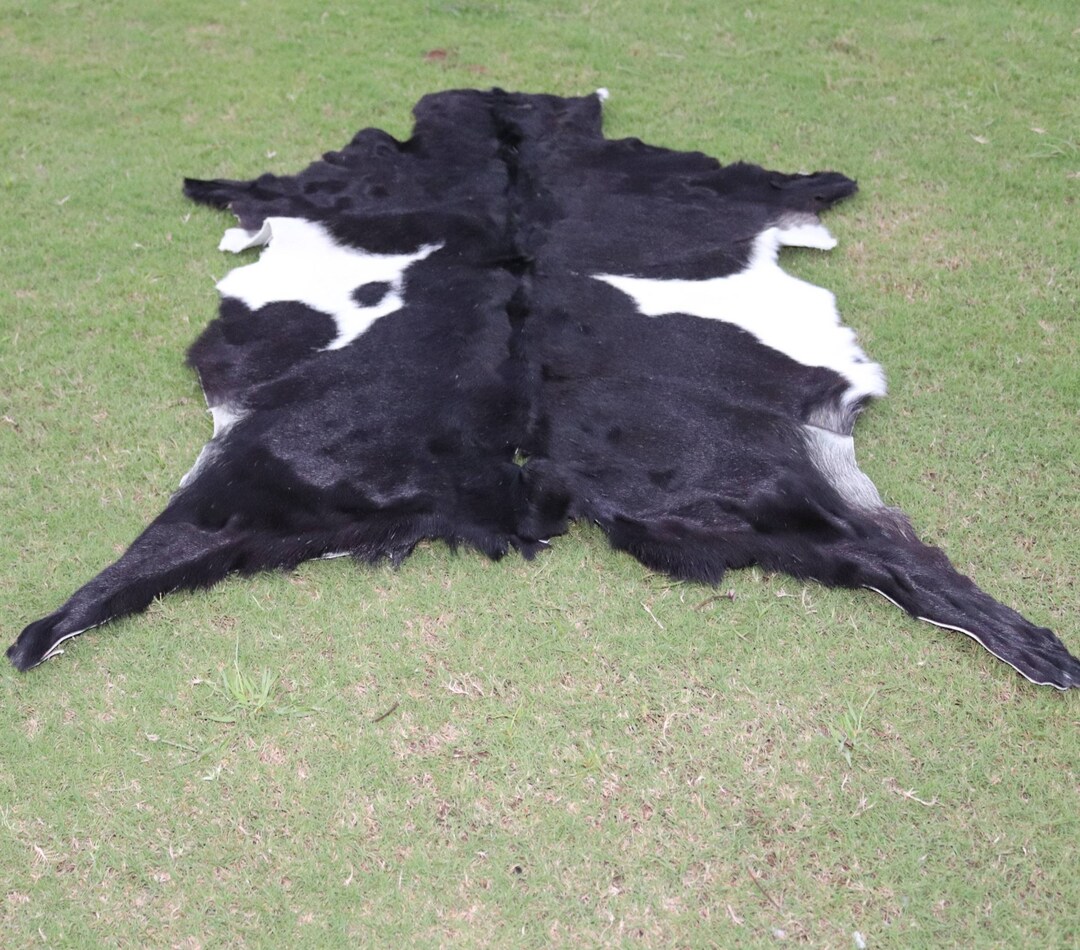 Black and White Goatskin Rug - Goat Skin Pelt - Soft Goat Hide Throw ...