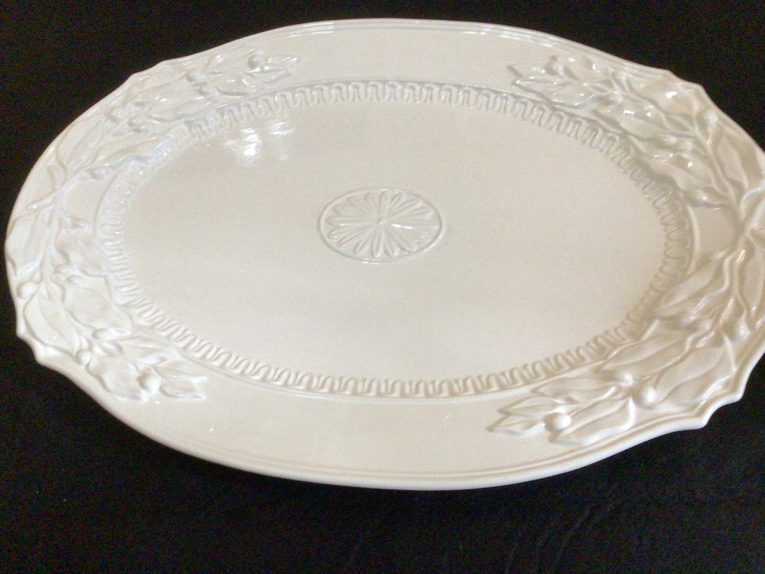 Fitz and Floyd Chateau Blanc Large Oval Leaf Serving Platter 15.5 X 21. ...