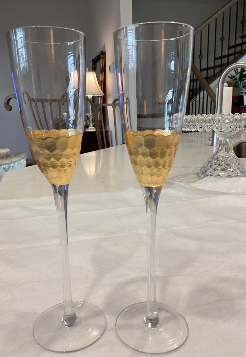 2 Fitz & Floyd Daphne Gold Champagne Flutes 10 3/8 Inches Tall - Etsy