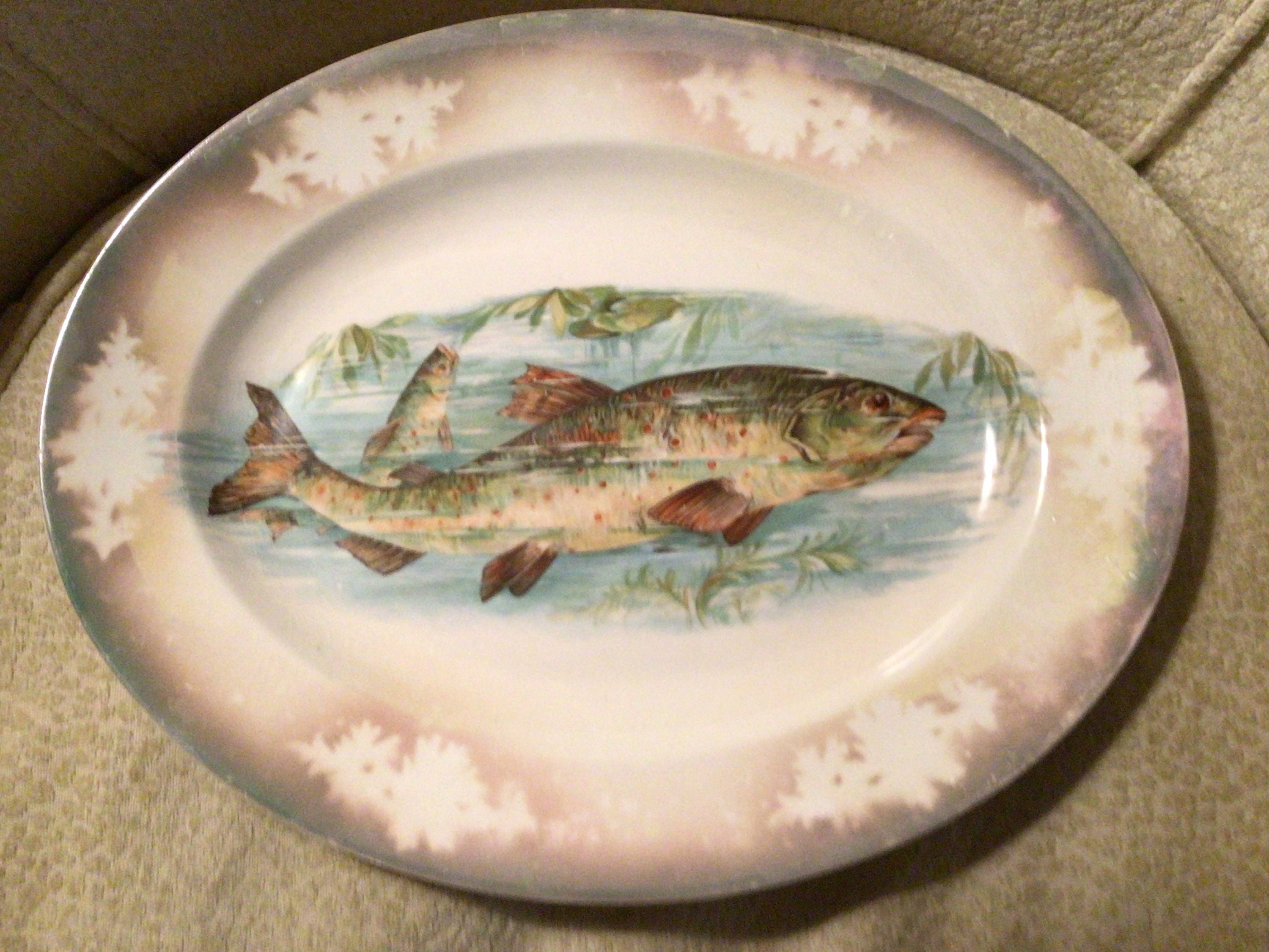 Vintage Edwin M. Knowles Fish Platter Semi Vitreous Porcelain Pottery ...