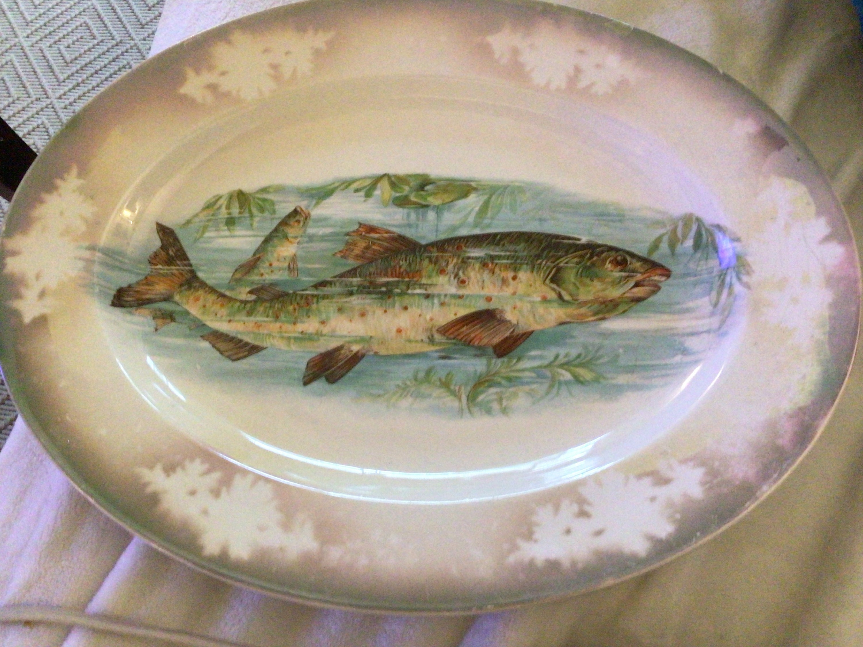 Vintage Edwin M. Knowles Fish Platter Semi Vitreous Porcelain Pottery ...