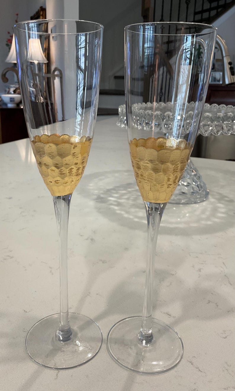 2 Fitz & Floyd Daphne Gold Champagne Flutes 10 3/8 Inches Tall - Etsy