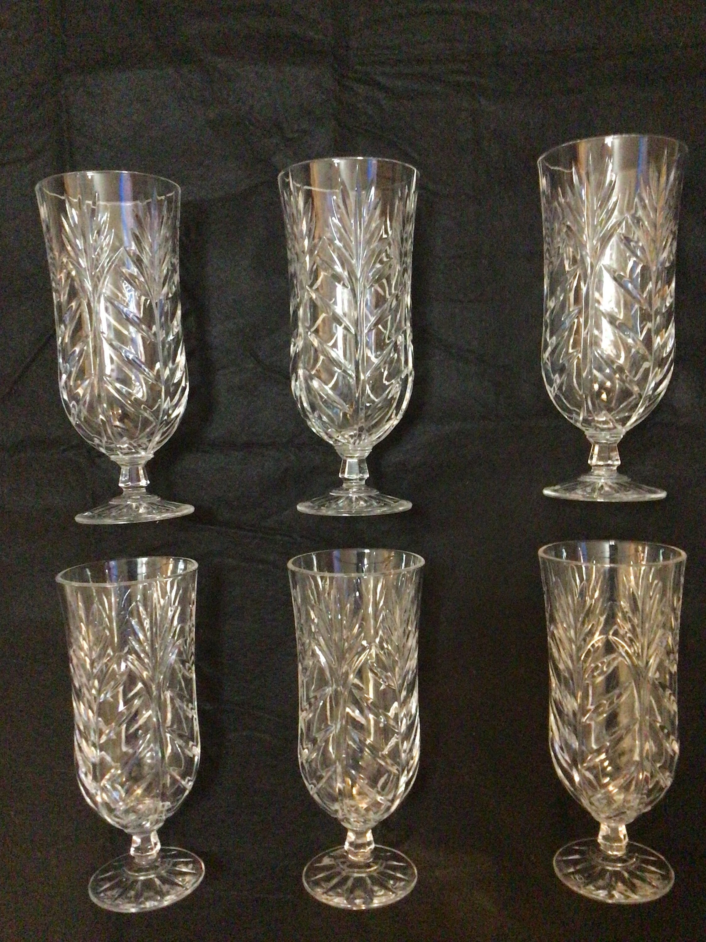 7 Vintage Tall Crystal Iced Tea Glasses Flared Rim 8 Inches Tall - Etsy
