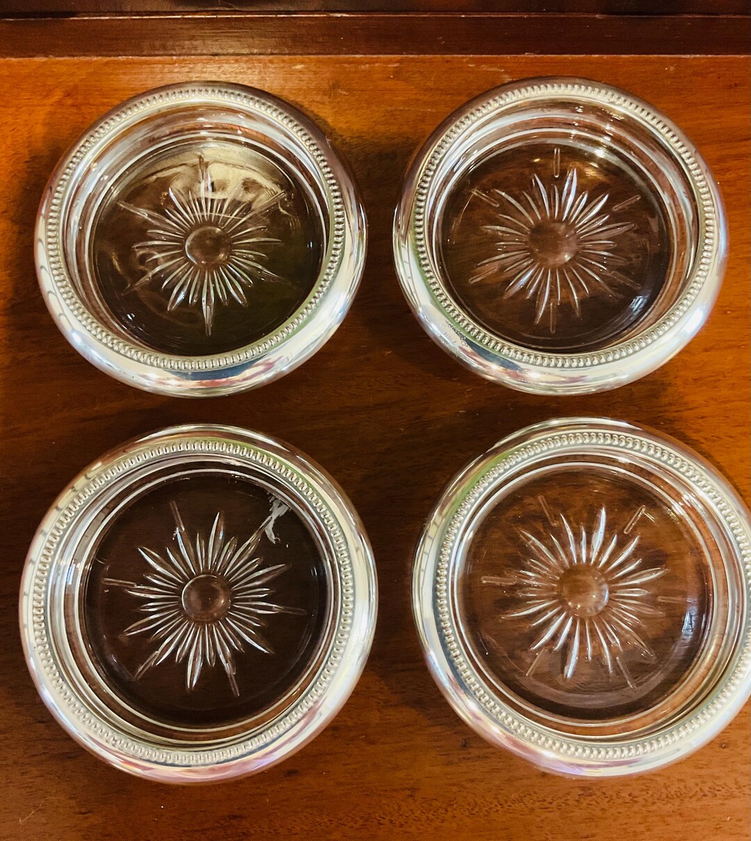 Vintage Leonard Italy Silverplate Starburst Coasters – Set of 4 – Mid ...