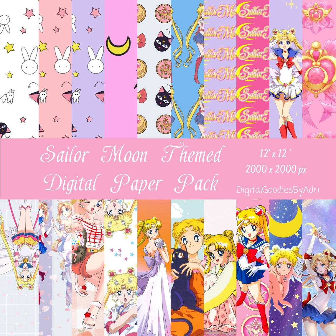 Paquete de papel digital temático de Sailor Moon / Sailor Crystal ...