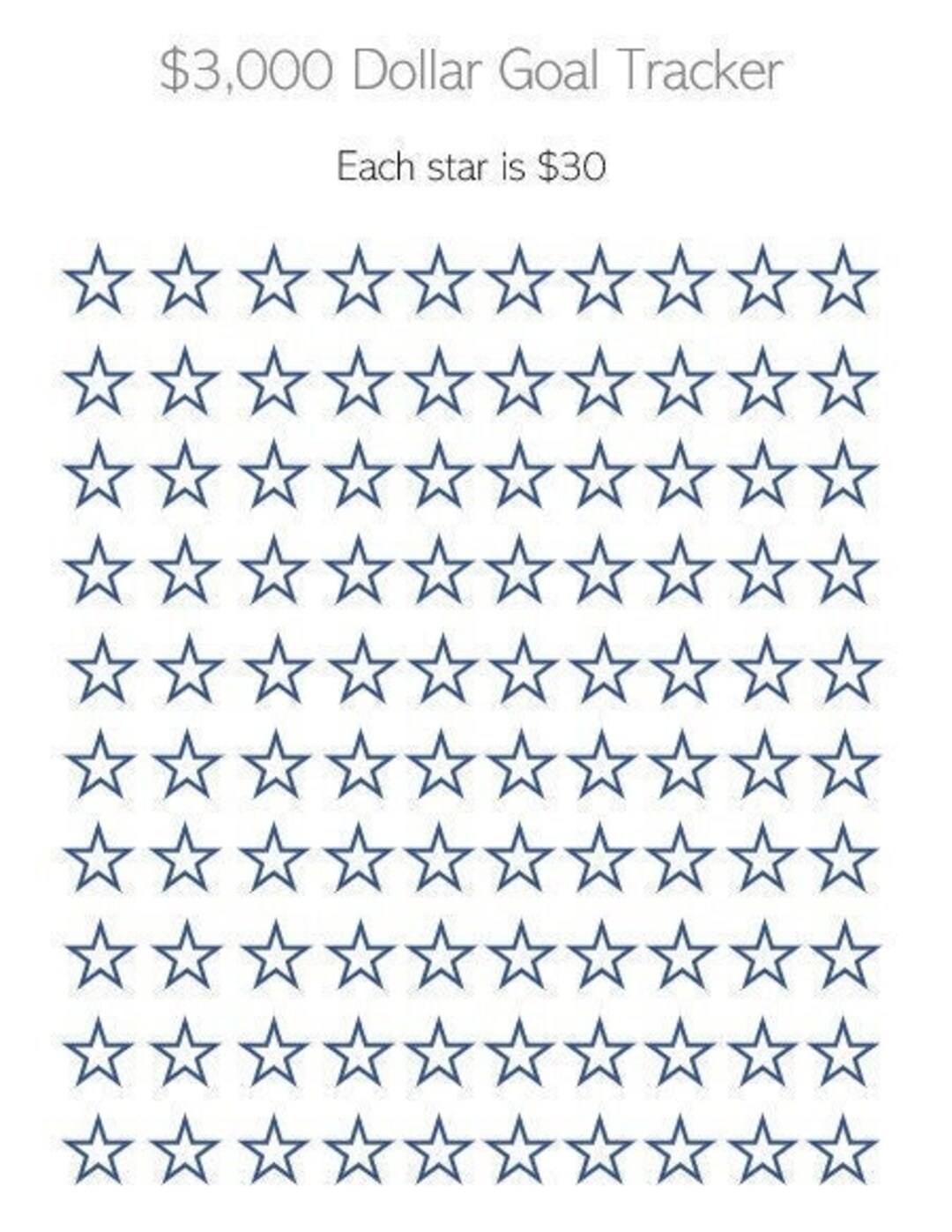 3000 Goal Tracker Stars - Etsy