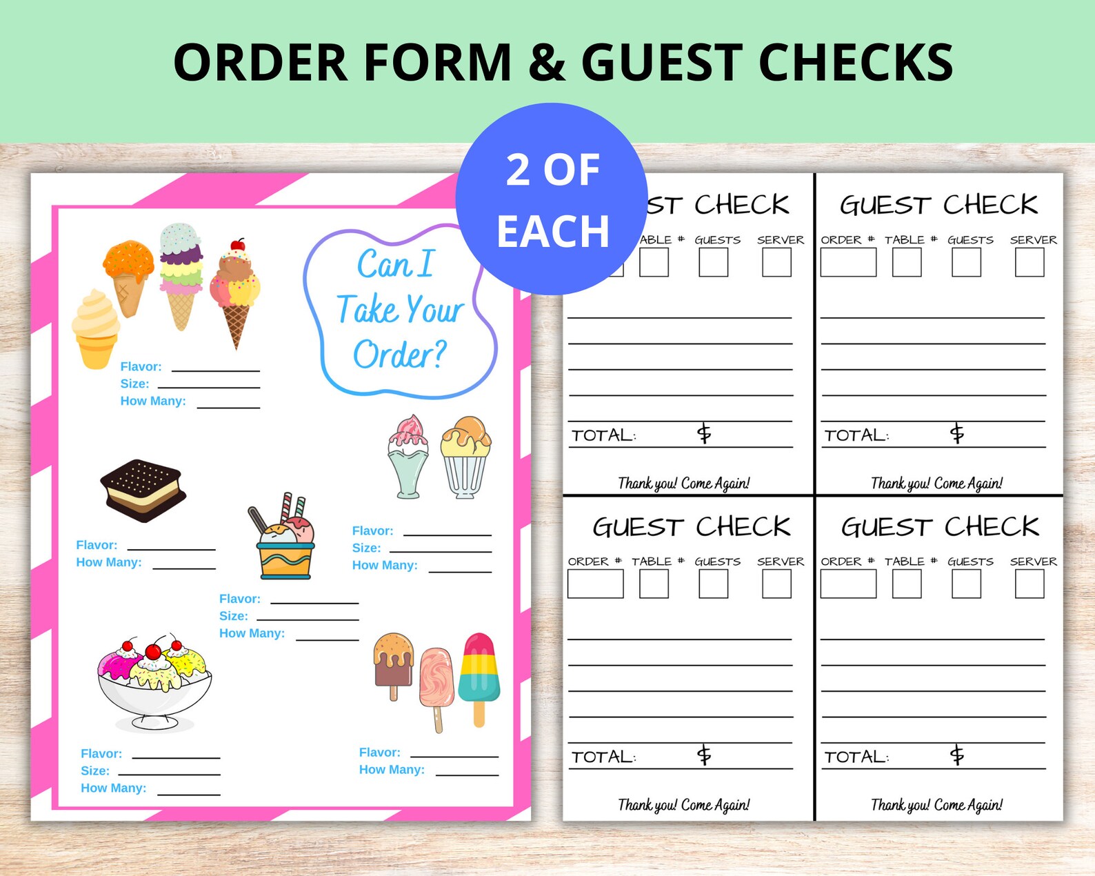 Printable Ice Cream Shop Menu BUNDLE |pretend Play Ice Cream Download ...