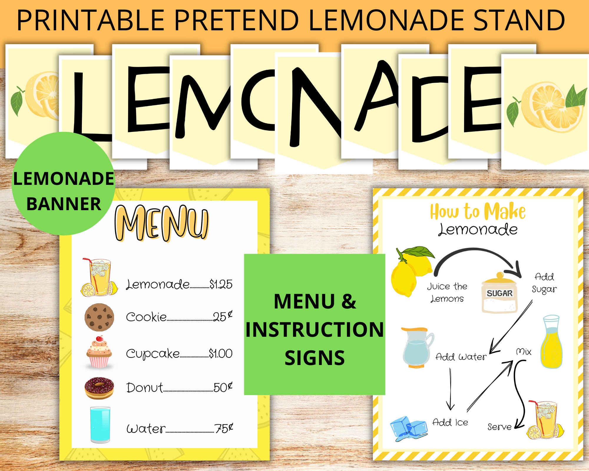 PRINTABLE Lemonade Stand Dramatic Play BUNDLE |kids Summer Play ...
