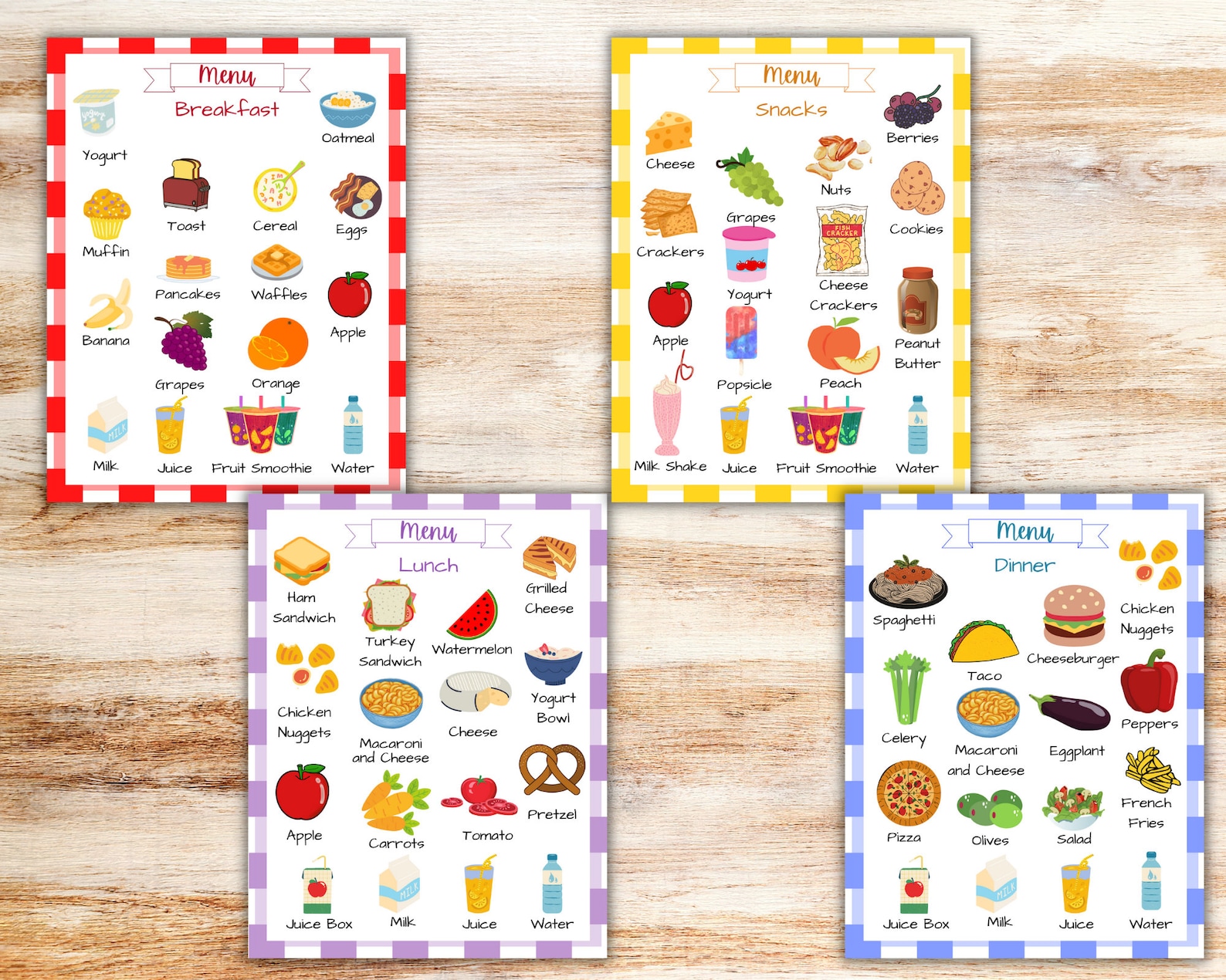 Pretend Play Menus Printable | Kids Breakfast, Lunch, Dinner, and ...