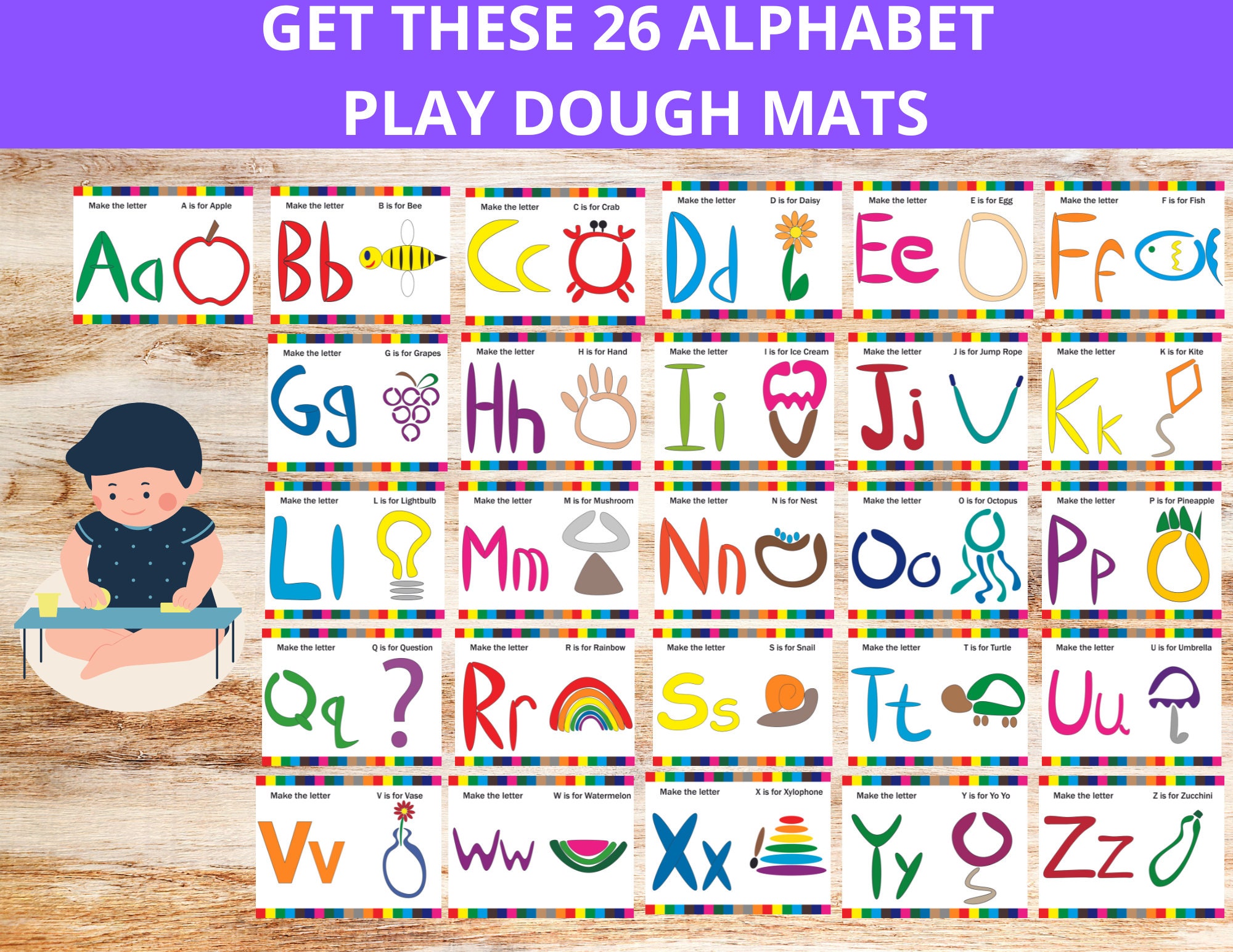 Alphabet Play Dough Mats Fine Motor Skills Preschool Homeschool ...