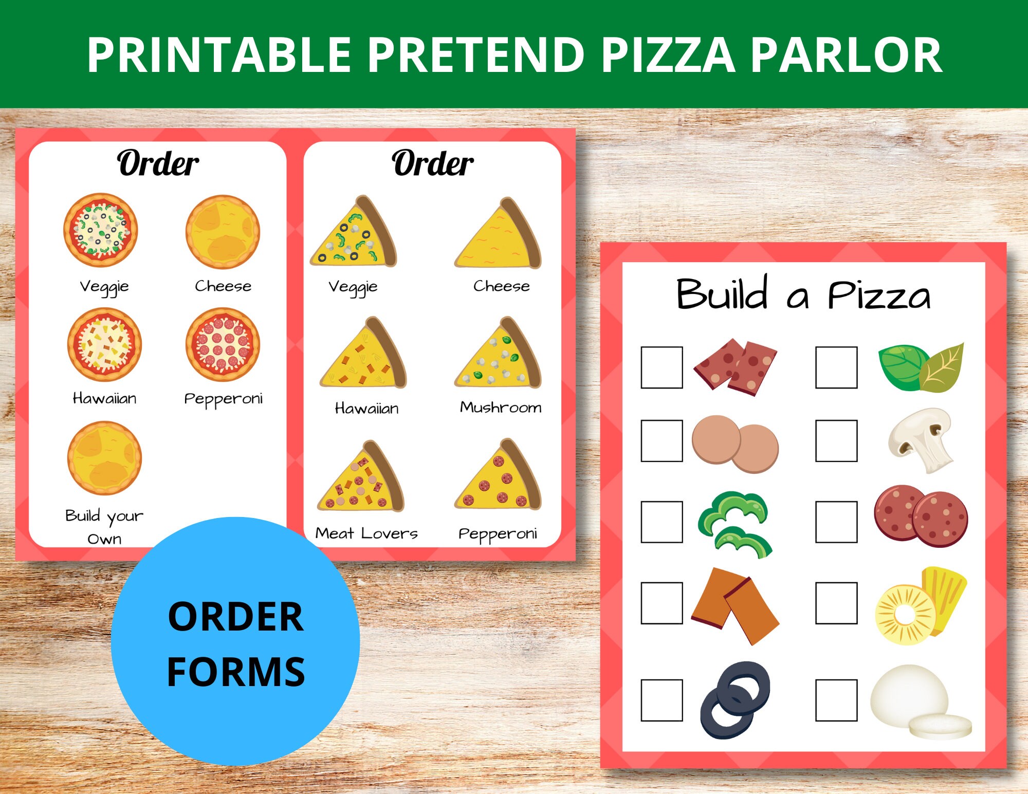Printable PIZZA PARLOR MENU |pretend Pizza Parlor Download |preschool ...