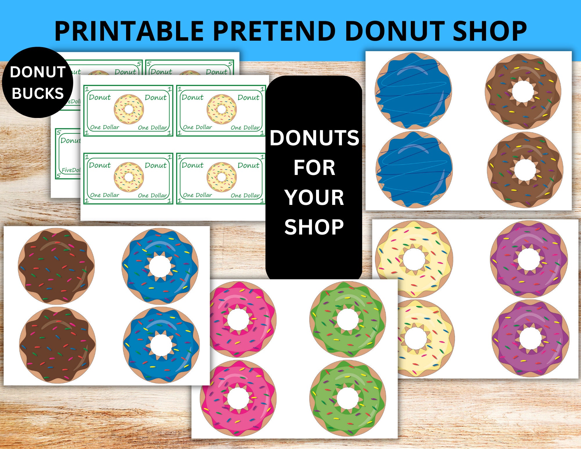 Printable DONUT SHOP MENU |pretend Play Donut Shop Download | Preschool ...