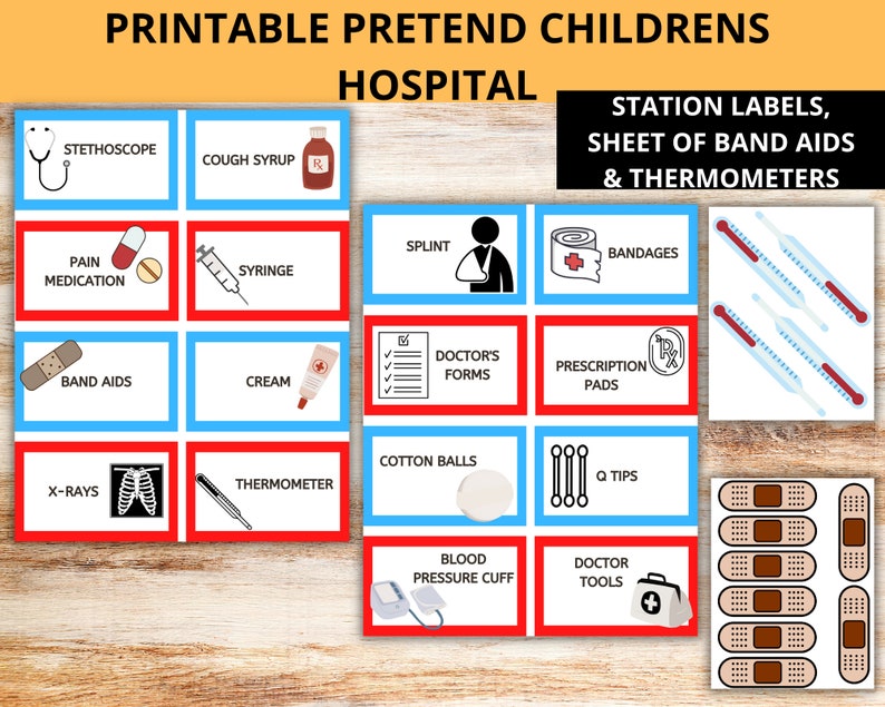 PRINTABLE Doctor Dramatic Play Set Hospital Pretend Play Dramatic Play ...