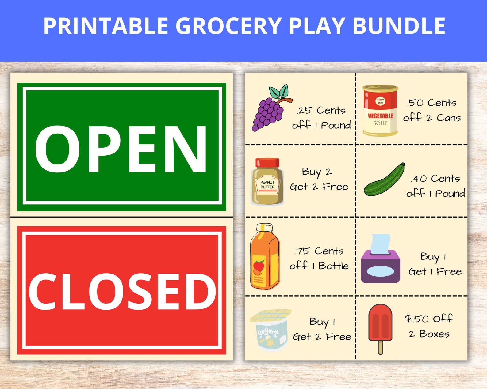 Pretend Play Grocery Store Printable BUNDLE | Grocery Shop Dramatic ...