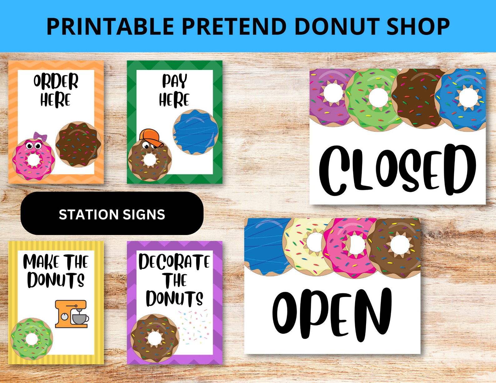 Printable DONUT SHOP MENU |pretend Play Donut Shop Download | Preschool ...