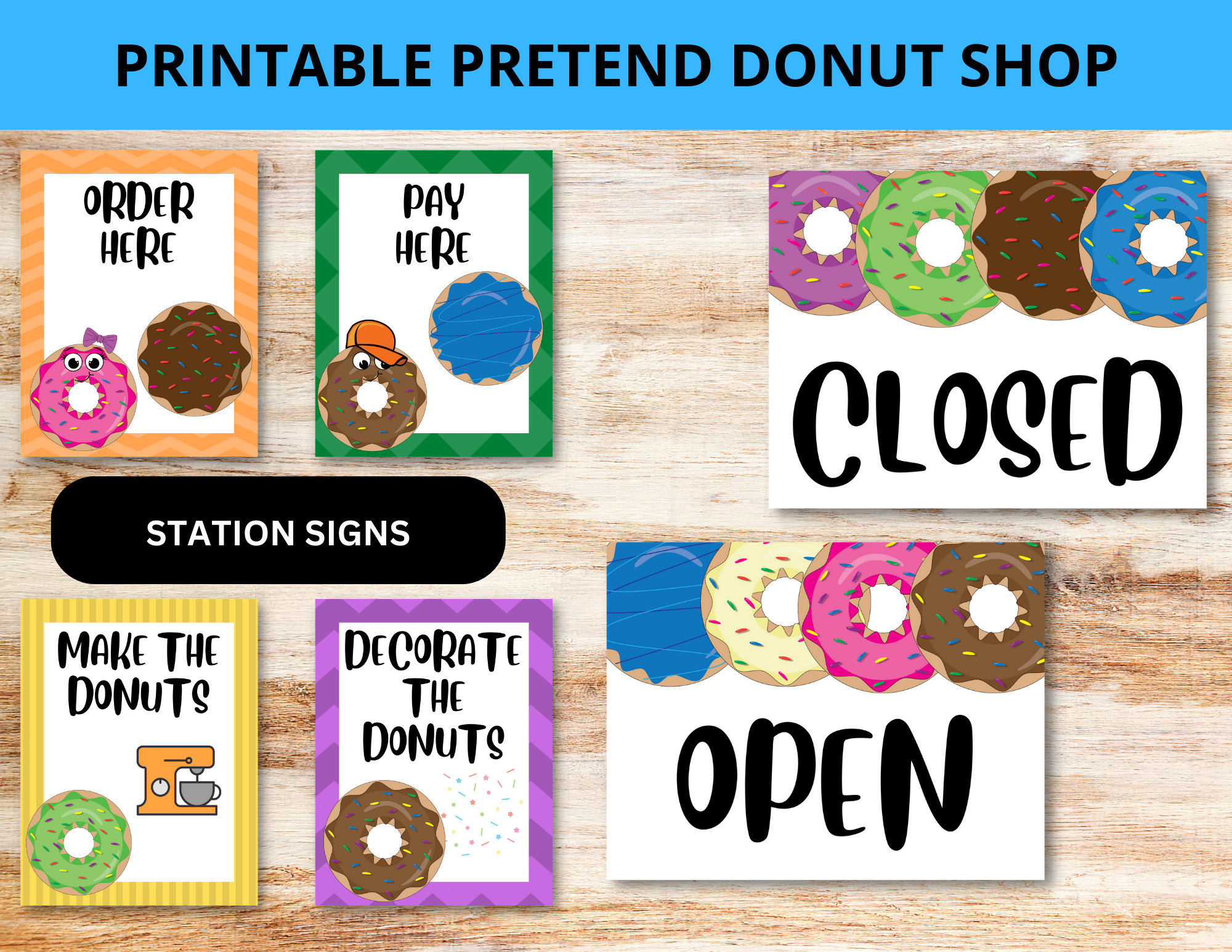 Printable DONUT SHOP MENU |pretend Play Donut Shop Download | Preschool ...