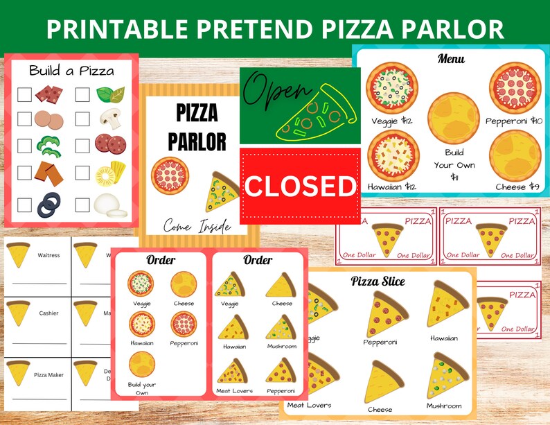 Printable PIZZA PARLOR MENU pretend Pizza Parlor Download preschool ...