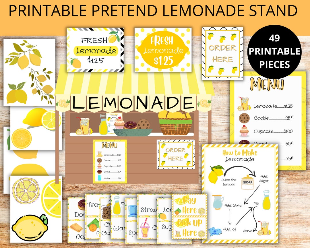 PRINTABLE Lemonade Stand Dramatic Play BUNDLE |kids Summer Play ...