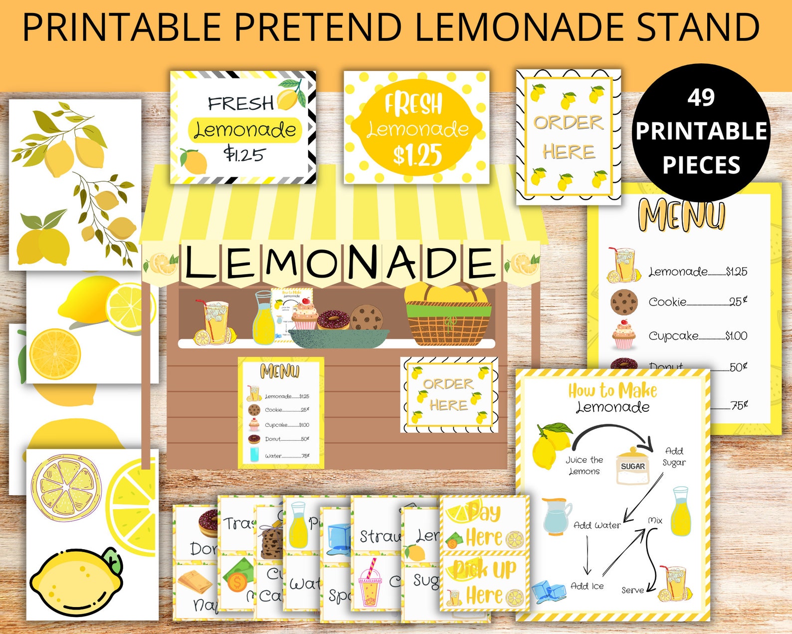 PRINTABLE Lemonade Stand Dramatic Play BUNDLE kids Summer Play Download ...
