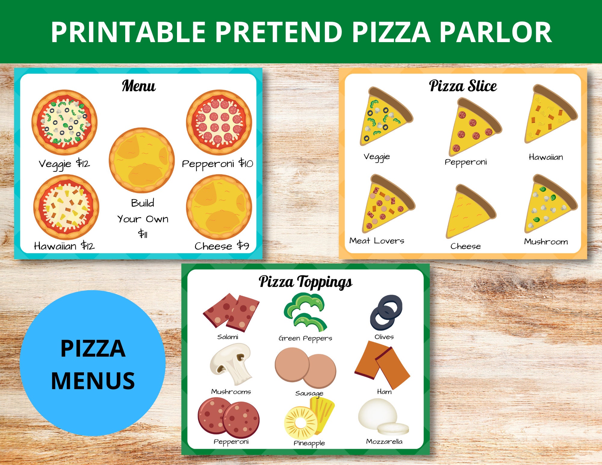Printable PIZZA PARLOR MENU |pretend Pizza Parlor Download |preschool ...