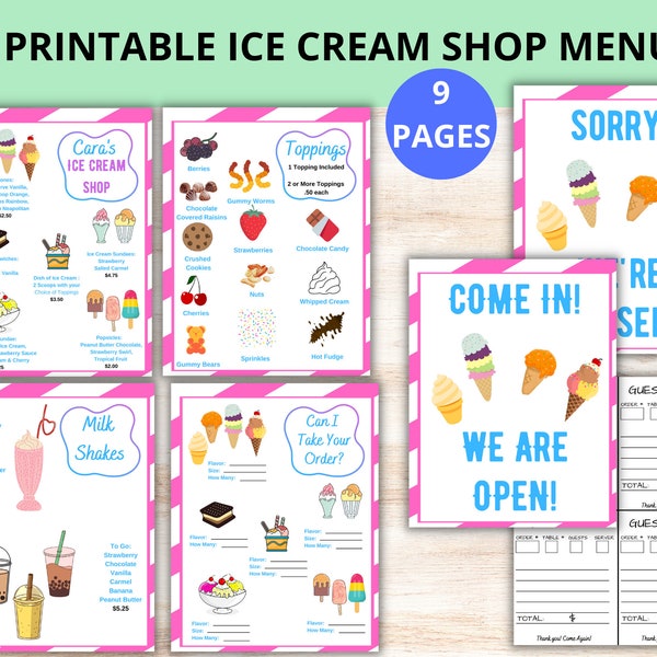 Ice Cream Menu - Etsy