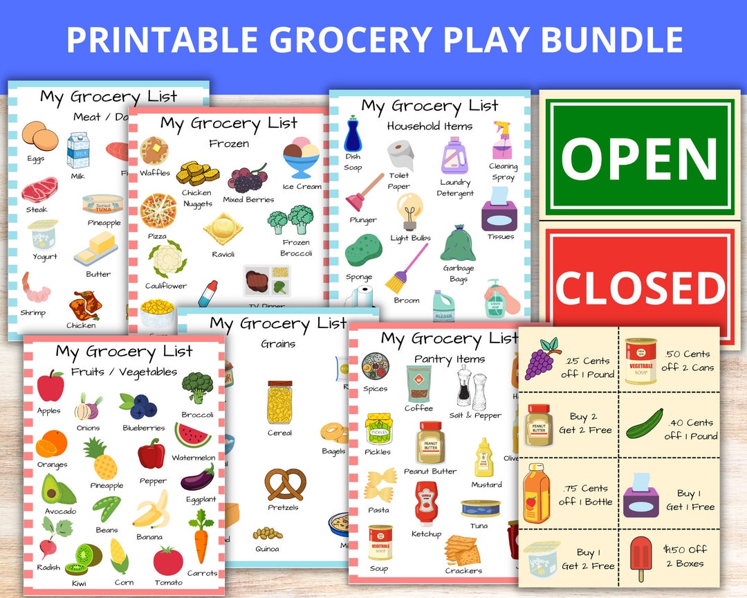 Pretend Play Grocery Store Printable BUNDLE | Grocery Shop Dramatic ...