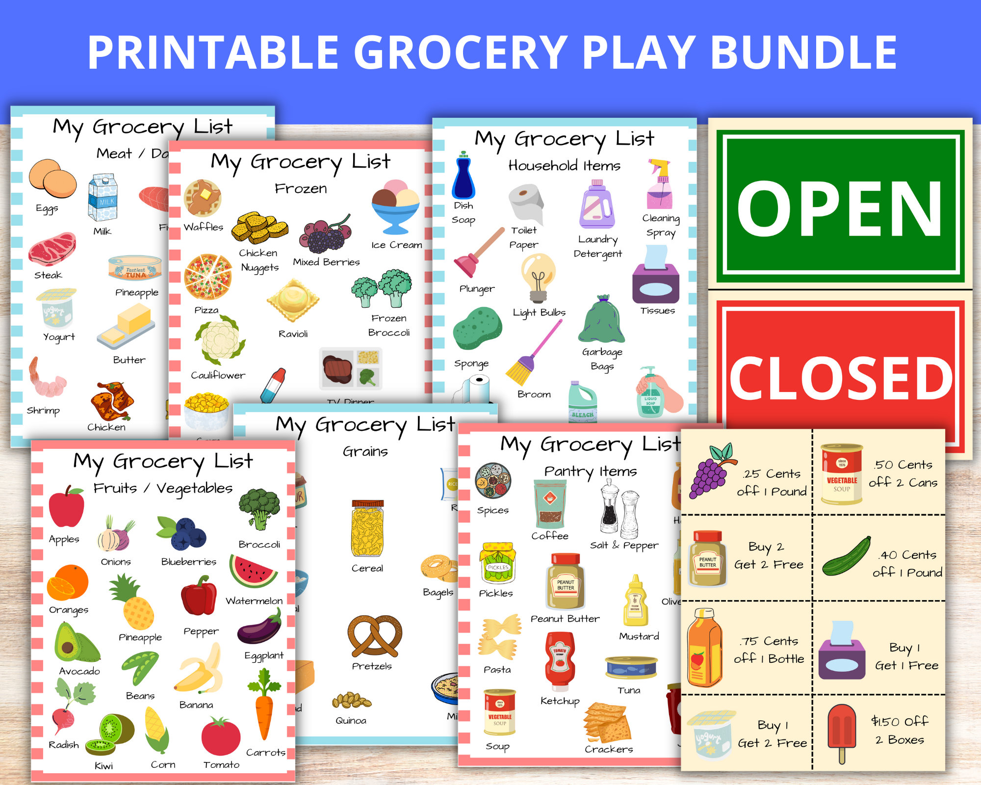 Pretend Play Grocery Store Printable BUNDLE | Grocery Shop Dramatic ...