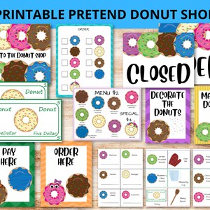 Printable DONUT SHOP MENU |pretend Play Donut Shop Download | Preschool ...