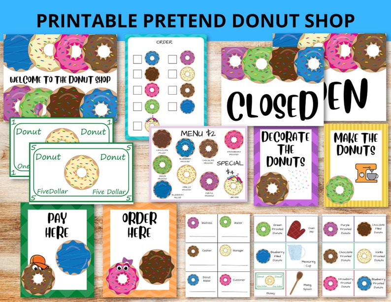 Printable DONUT SHOP MENU |pretend Play Donut Shop Download | Preschool ...
