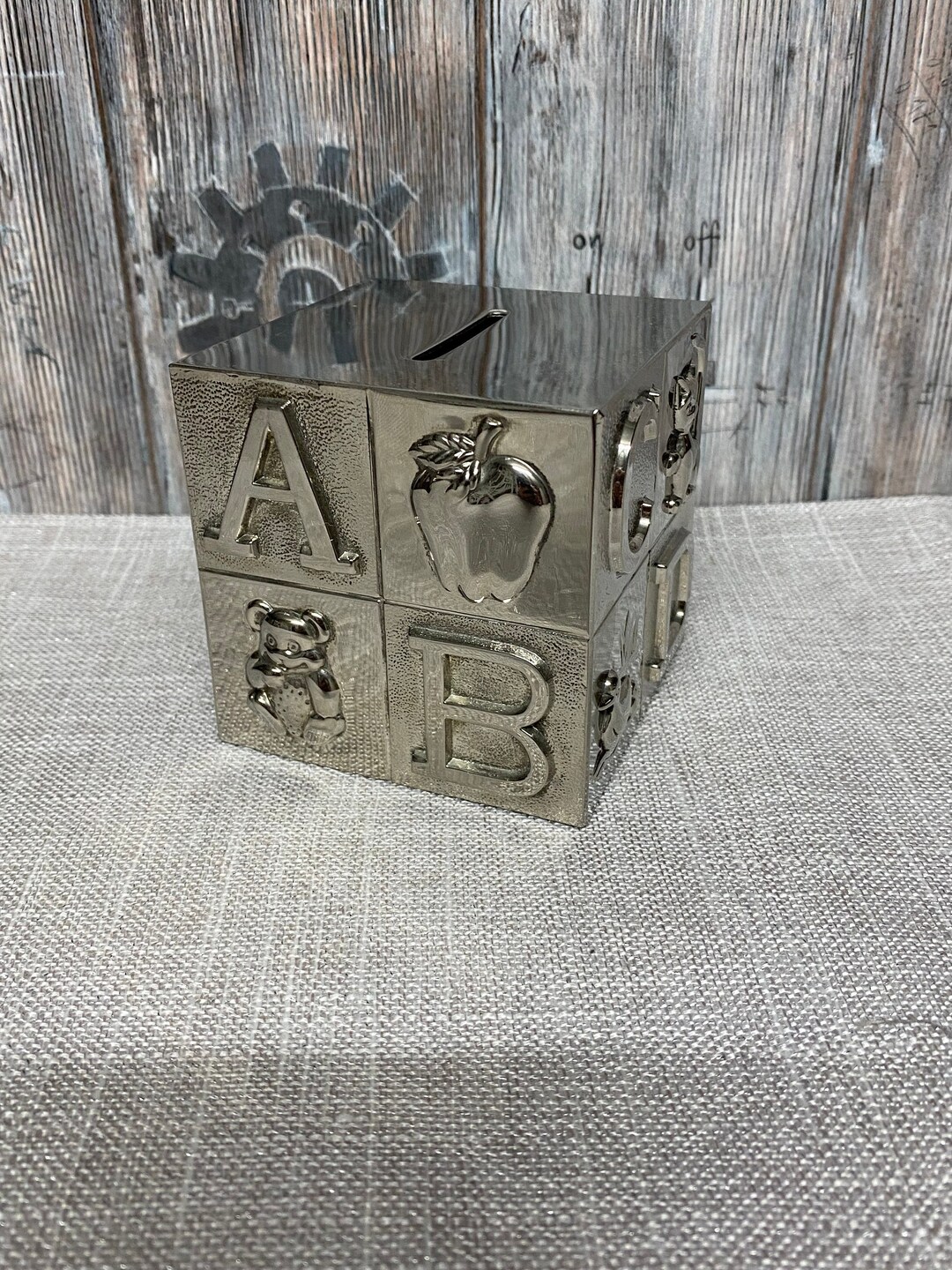 Vintage Silver Plate ABC Child Bank - Etsy