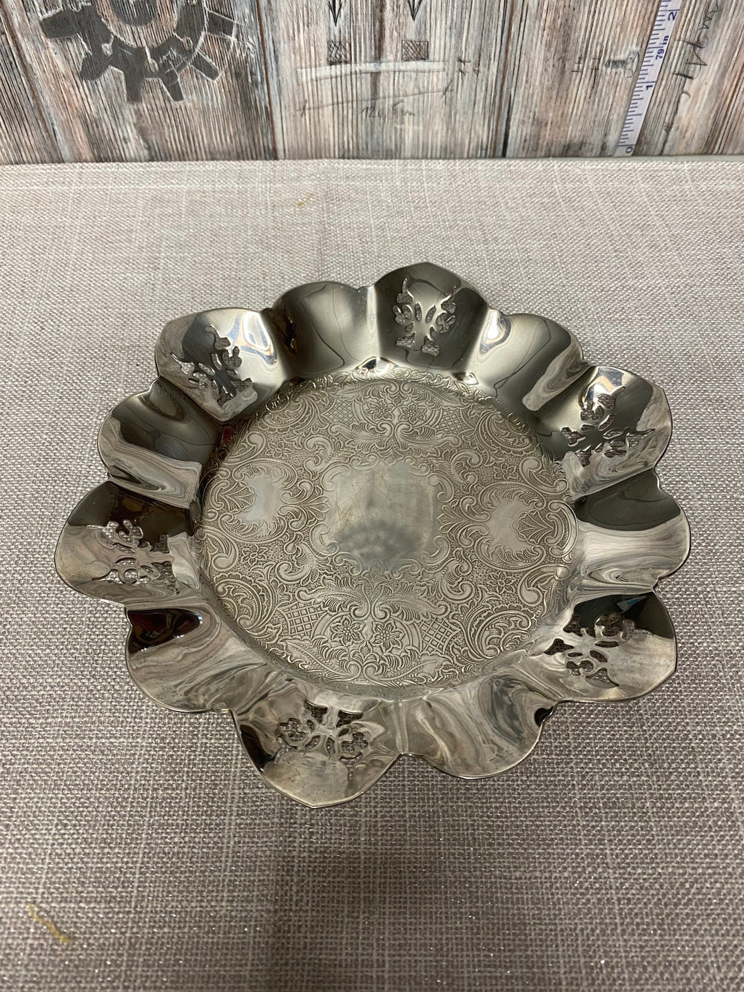 Vintage Silver Plate Victoria Plate Round Trinket Tray - Etsy