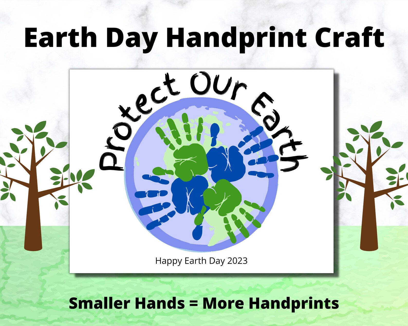 Earth Day Handprint Craft Happy Earth Day Kids Art Handprint - Etsy