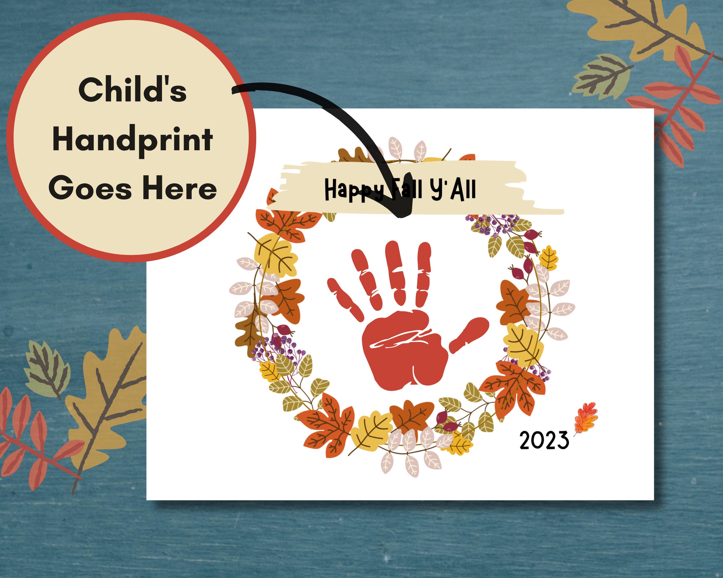 Kids Handprint Art Daycare Printable, Fall DIY Handprint Craft Bundle ...
